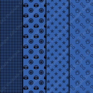 Blue and Black Dog Patterns Digital Paper, Animal Prints Background ...