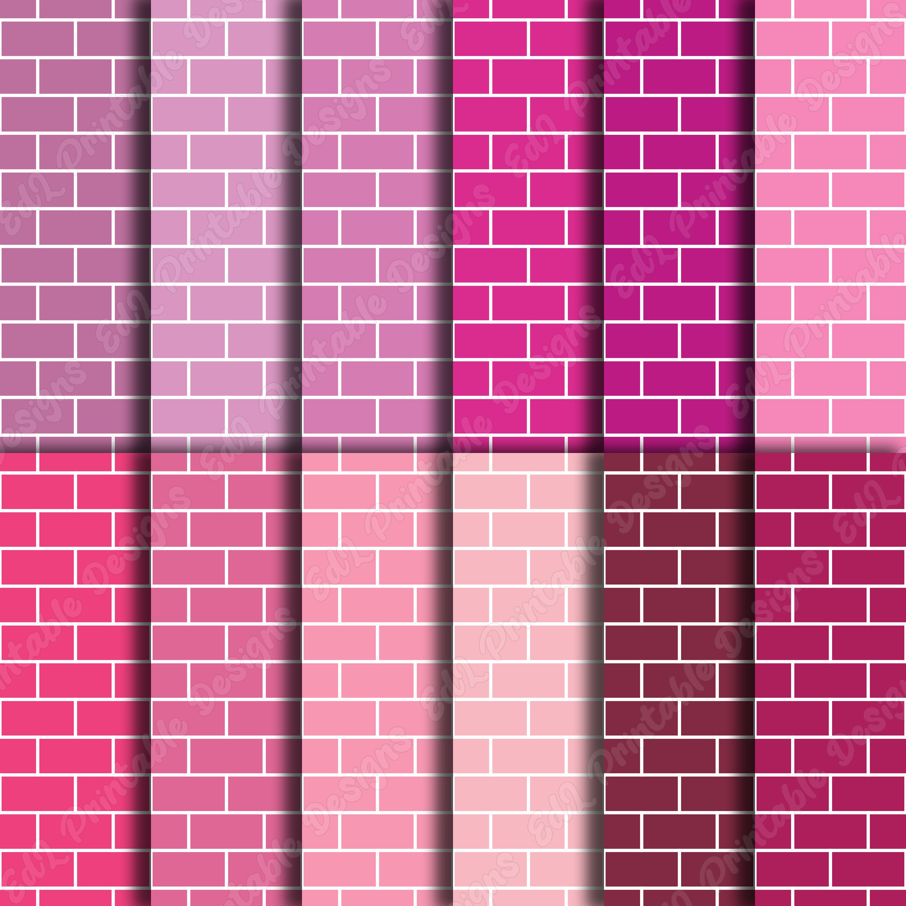 Colorful Brick Wall Digital Paper, Rainbow Scrapbook, 12x12 (digital ...