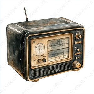 20 Vintage Radio Clip Art, Retro Radio Printable Images, Shabby Chic ...