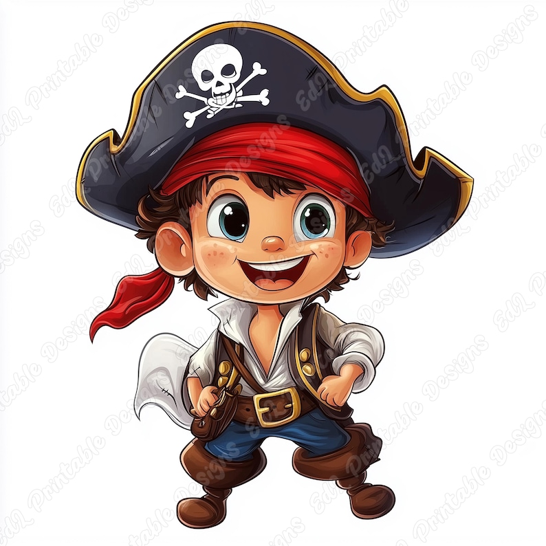 Pirate Boy Clipart, Cartoon Little Children Printable Images (digital ...
