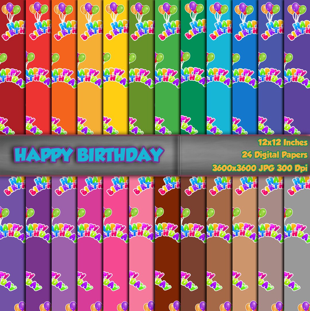 Happy Birthday Digital Paper Pack Printable Background - Etsy