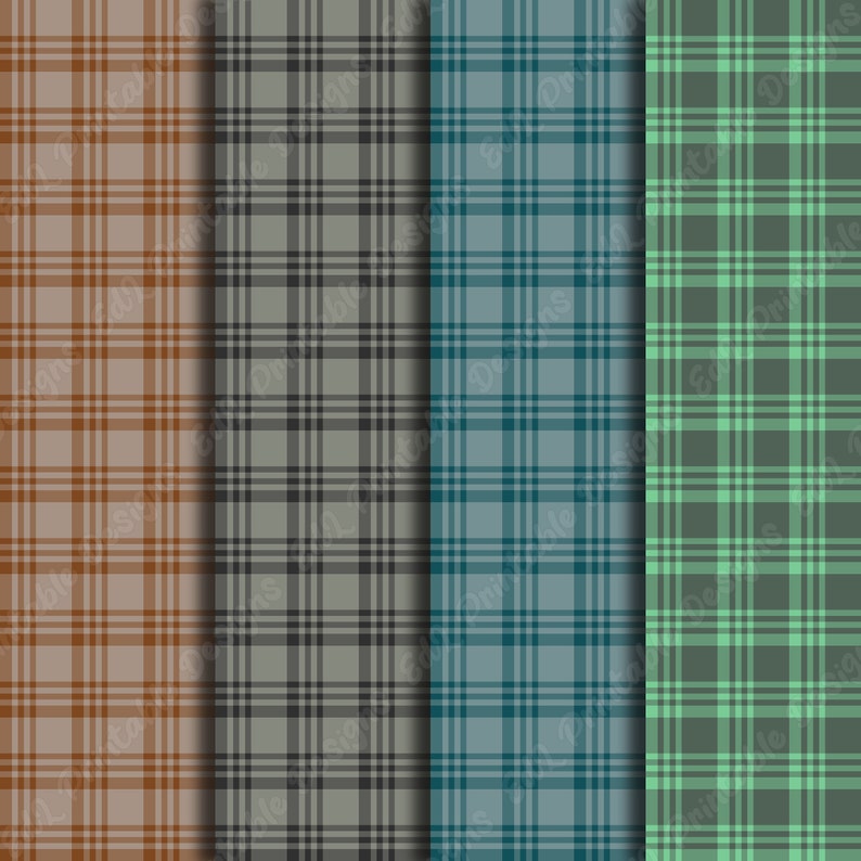 Earth Tones Plaid Tartan Digital Paper, Printable Scottish Background ...