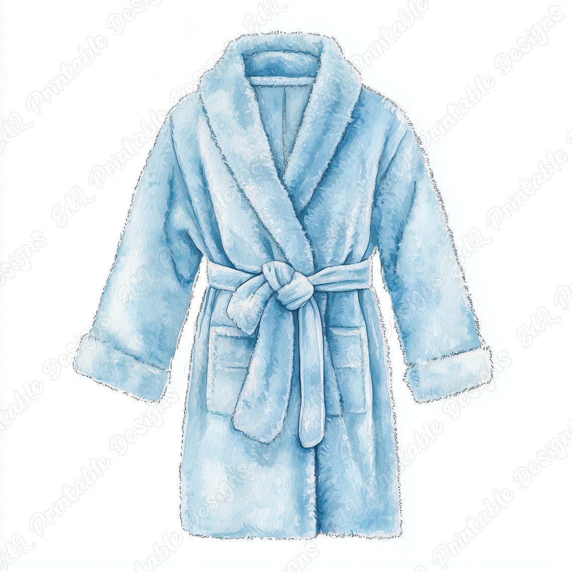 Watercolor Bathrobe Clipart, Fluffy Spa Robe Images, Spa Themed ...