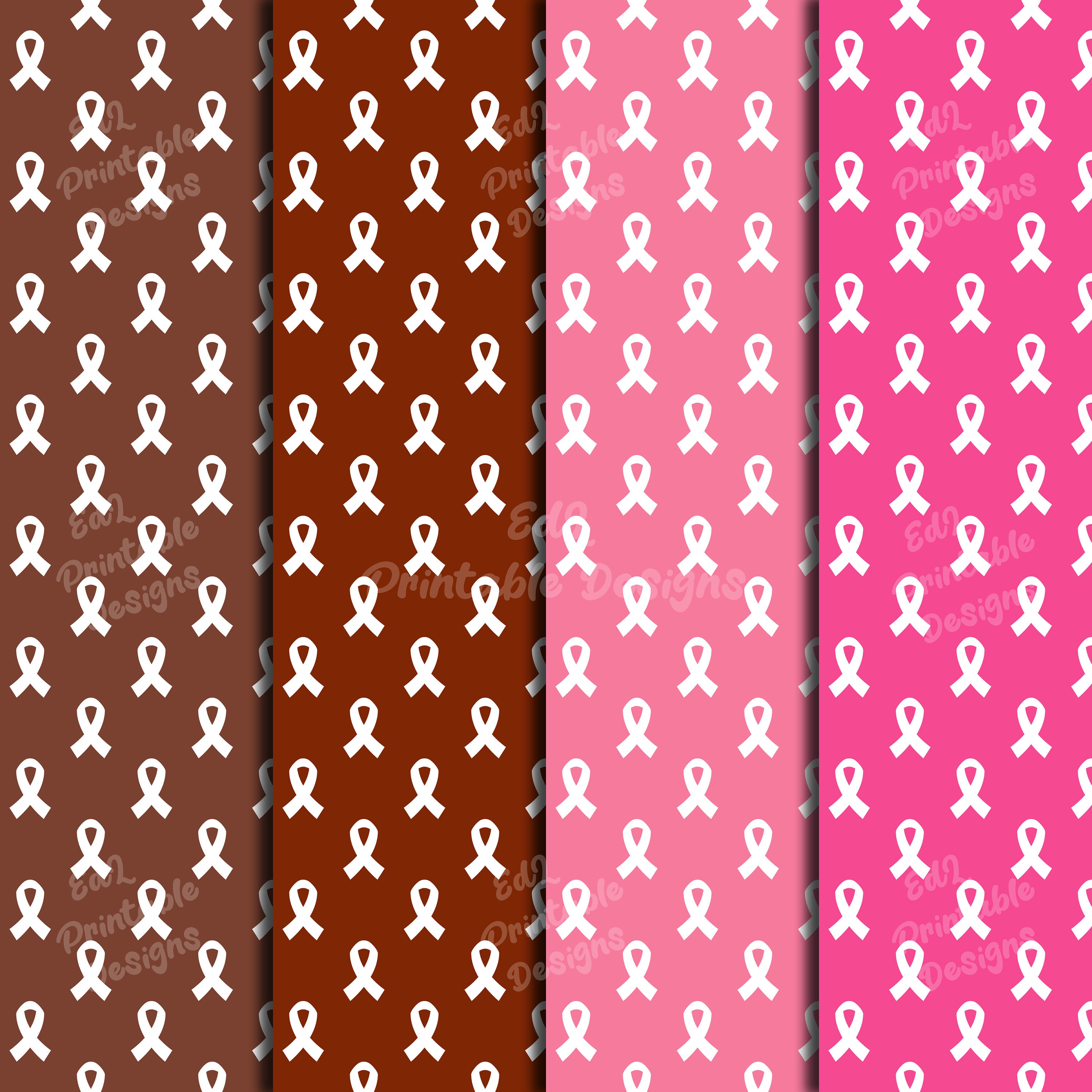 Cancer Ribbon Digital Paper Awareness Printable Background - Etsy