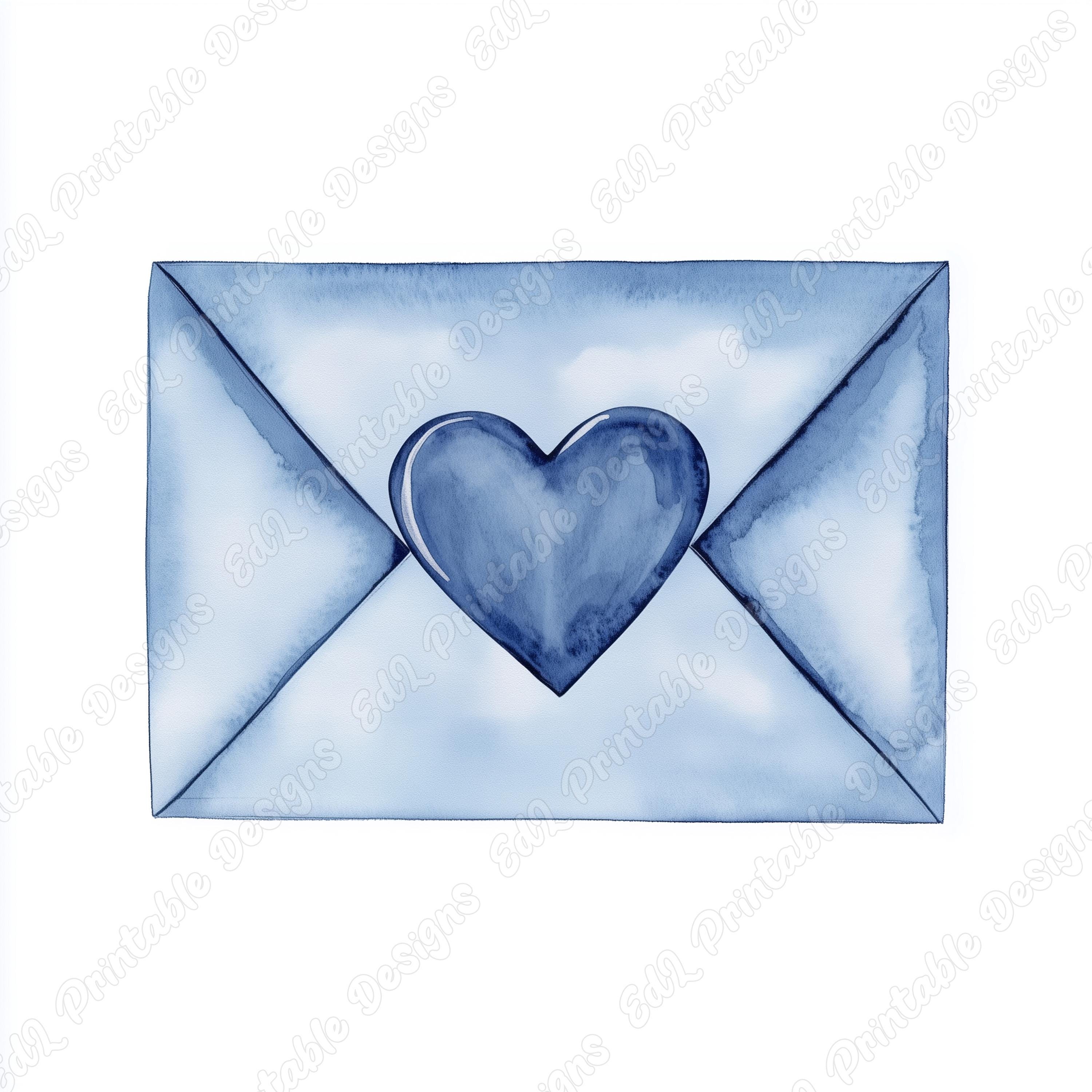 Watercolor Love Letter Clip Art, Heart Envelope Designs (digital ...