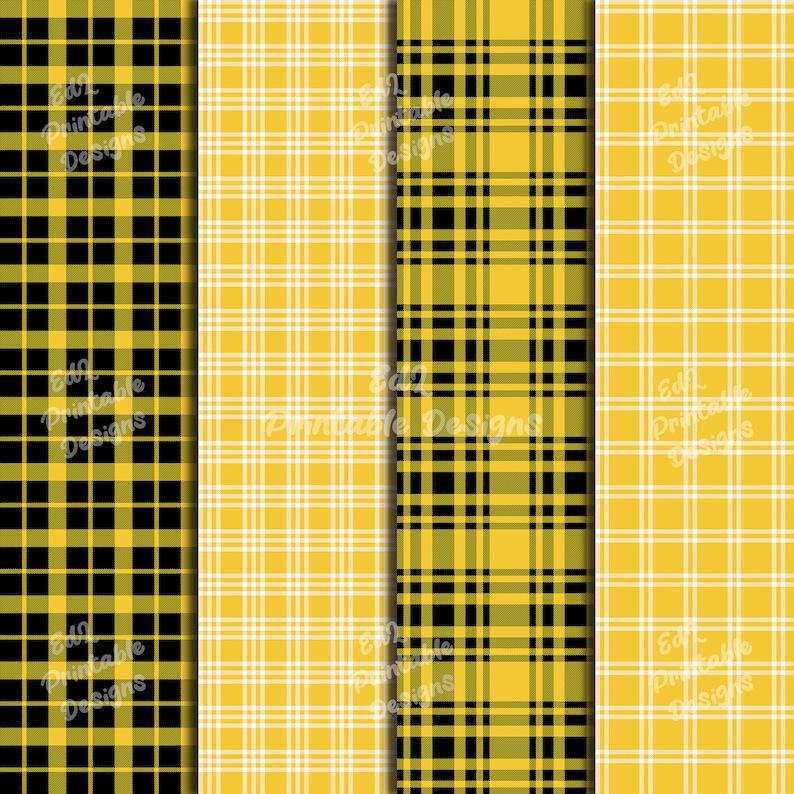 Yellow Buffalo Plaid Digital Papers, Printable Tartan, Scottish ...