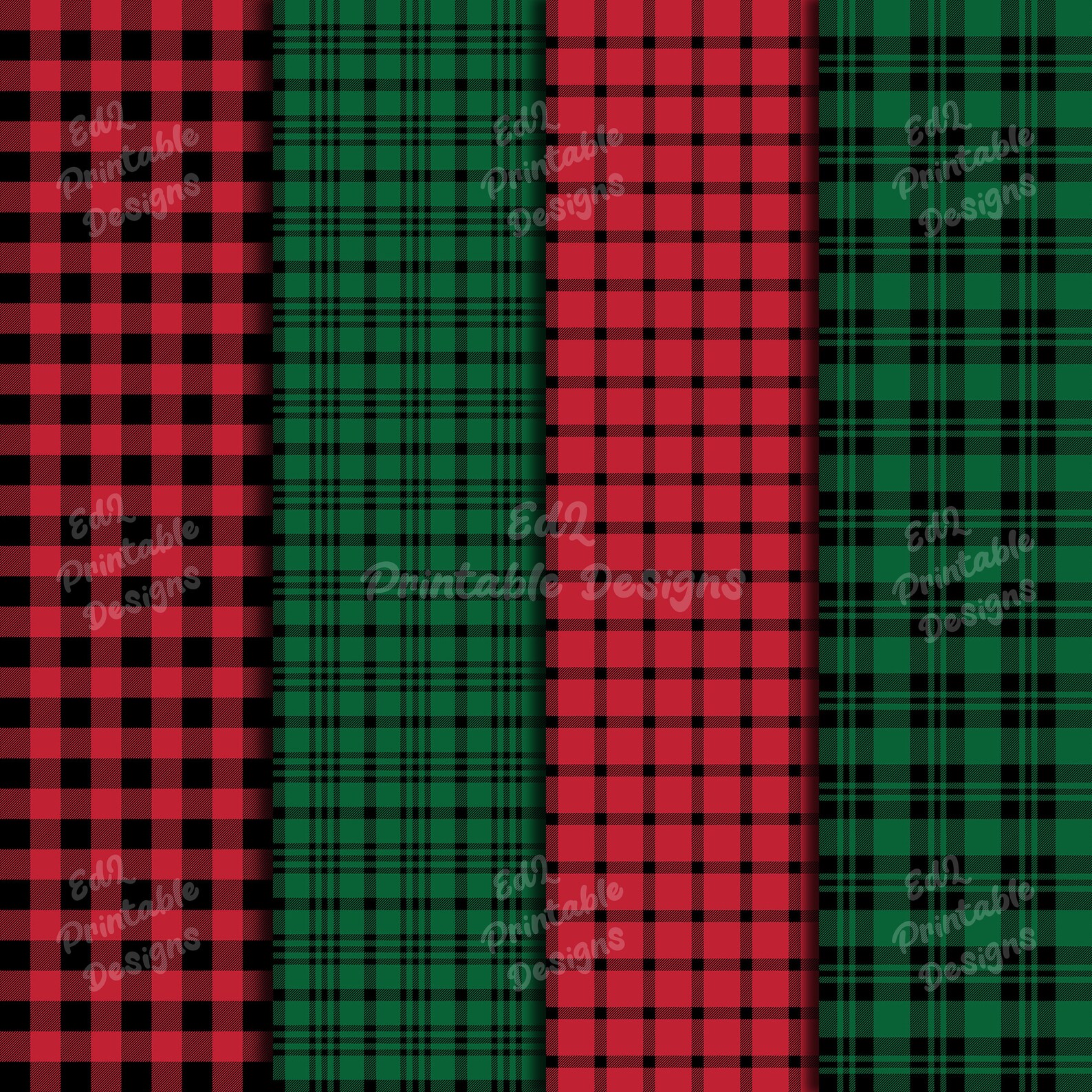 Christmas Buffalo Plaid Digital Paper, Green and Red Printable Xmas ...