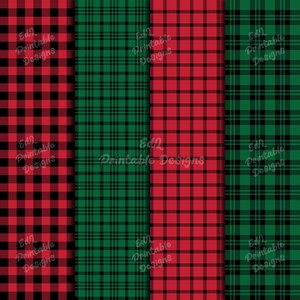 Christmas Buffalo Plaid Digital Paper, Green and Red Printable Xmas ...