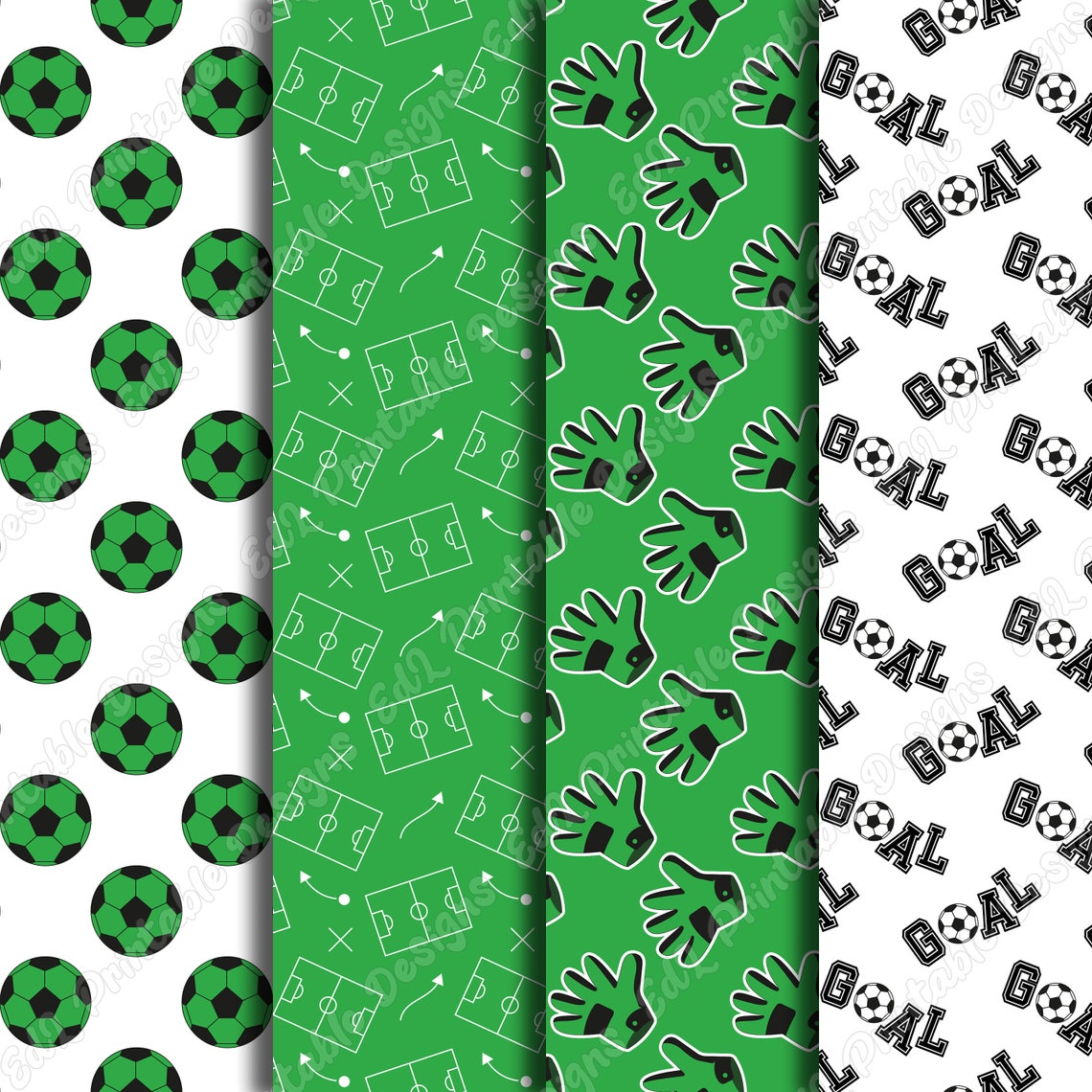 Soccer Digital Paper Pack, Sports Theme, Green Football Backgrounds ...