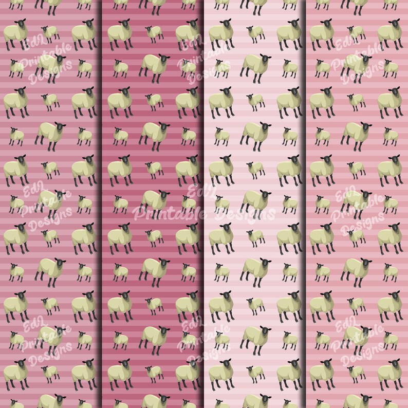 Cute Sheep Digital Paper Pack, Printable Little Lamb Background ...