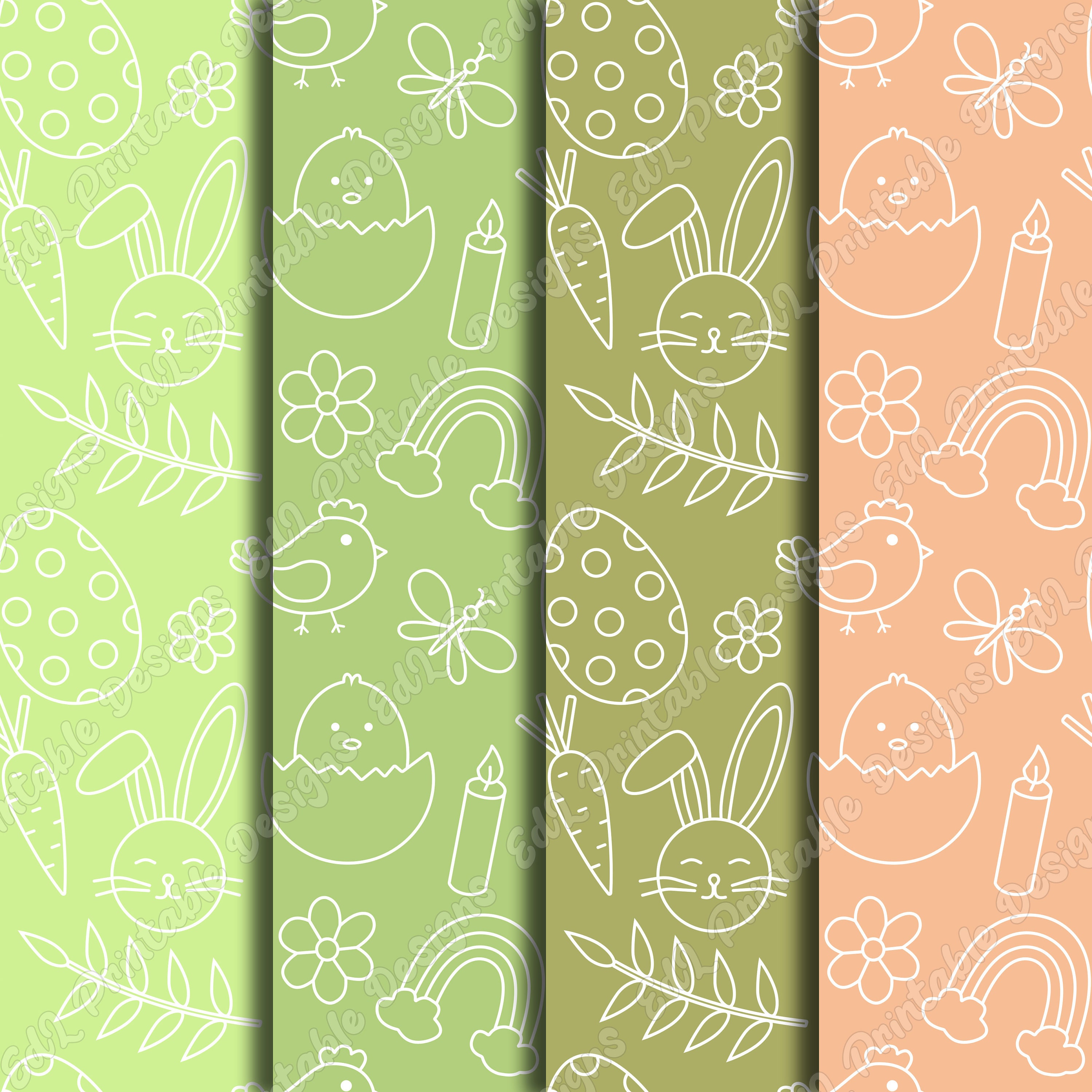 Easter Drawing Pattern Digital Paper, Cute Happy Easter Egg Printable ...