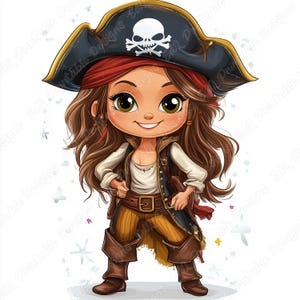 20 Cute Pirate Girl Clip Art, Cartoon Pirate Kid Printable Image ...