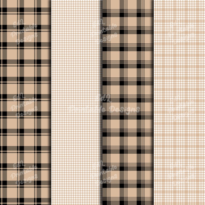 Beige Buffalo Plaid Digital Paper Pack Printable Background - Etsy