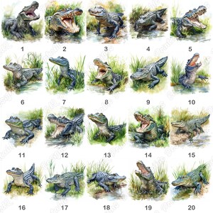 Watercolor Alligator Clip Art, Reptile Scrapbook Paper (JPG Bundle) - Etsy