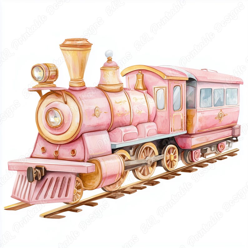 20 Watercolor Toy Train Clip Art, Scrapbook Paper (JPG Digital Download ...
