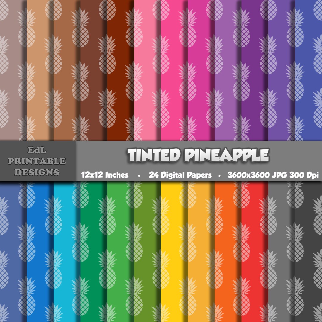 Tinted Pineapple Digital Paper, Summer Fruit Printable Background ...