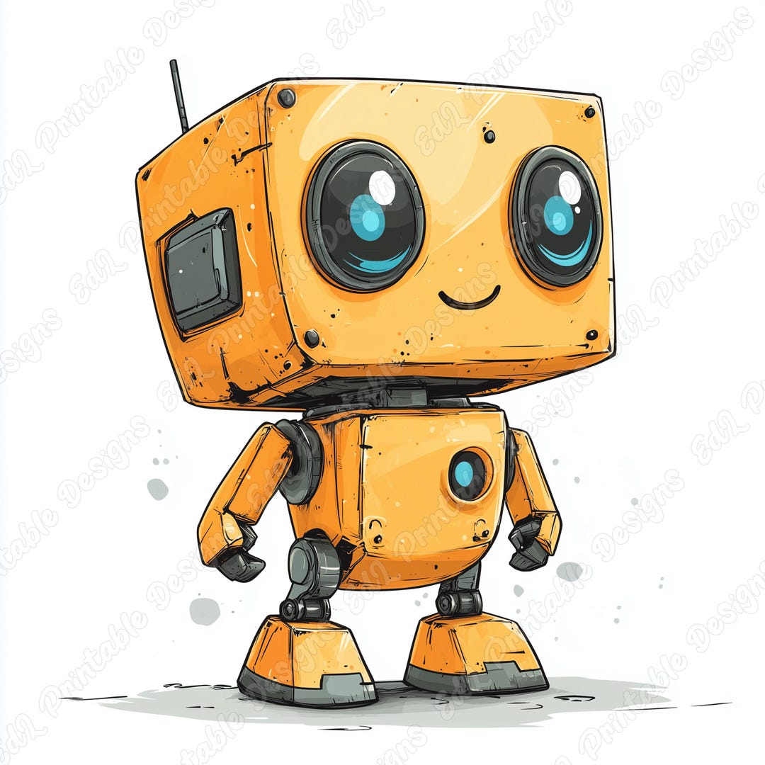 20 Cute Robots Clip Art, Adorable Bot Printable Image, Nursery Wall Art ...