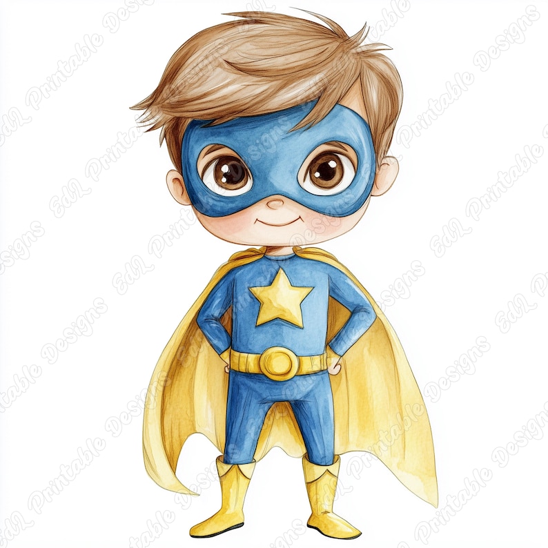 Superhero Boy Clip Art, Watercolor Style (digital Download) - Etsy