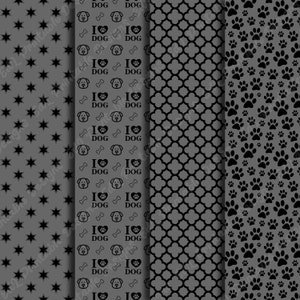 Gray and Black Dog Patterns Digital Paper, Animal Prints Background ...