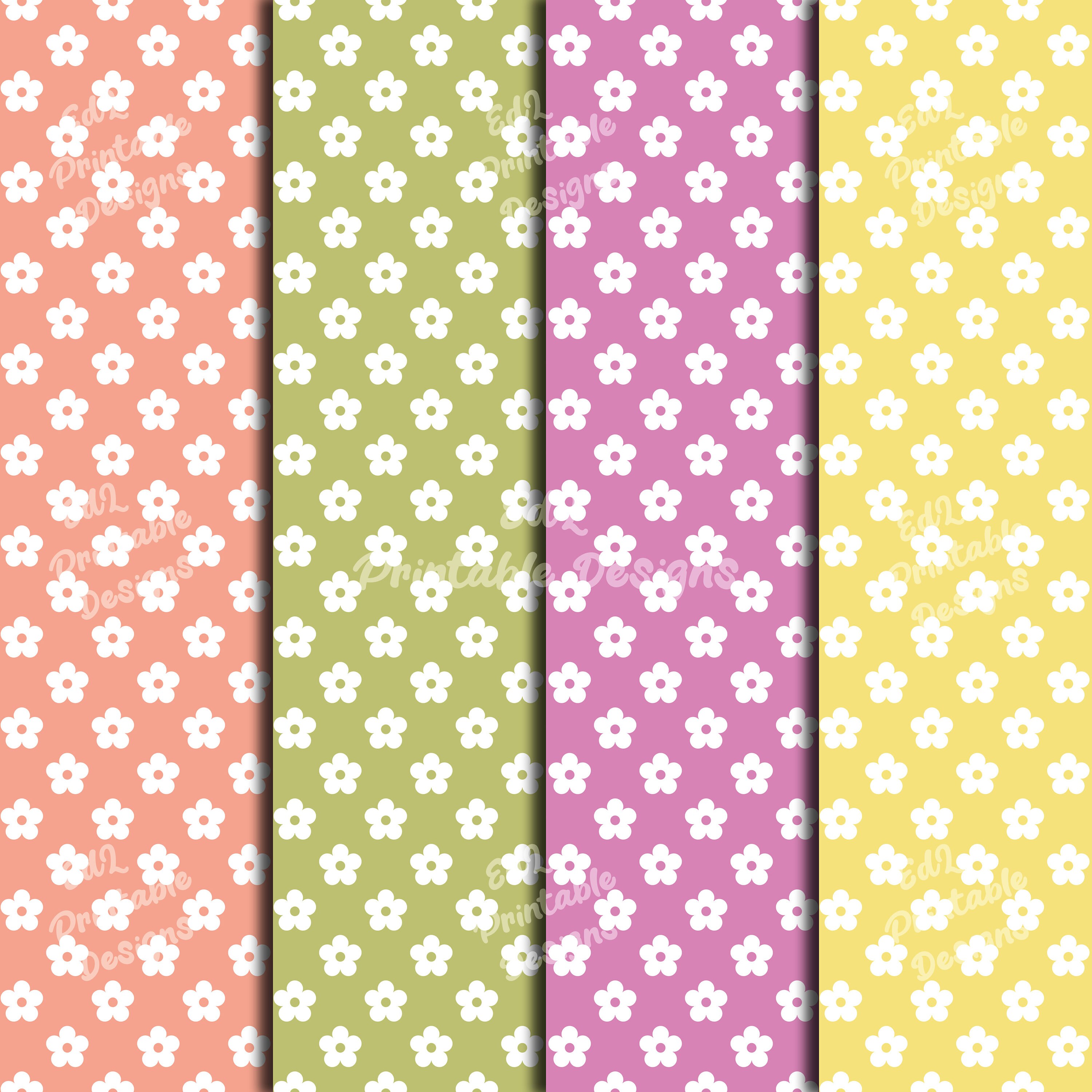 Blossom Digital Paper, Daisy Printable Background, Flower Scrapbook ...