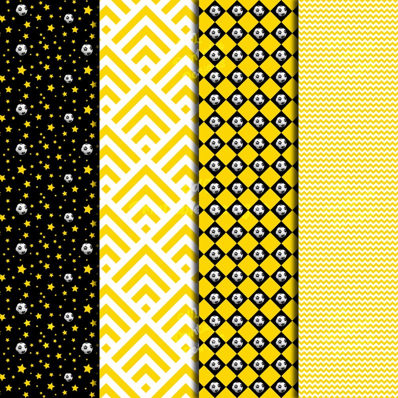 Soccer Digital Paper Football Printable Background Yellow - Etsy