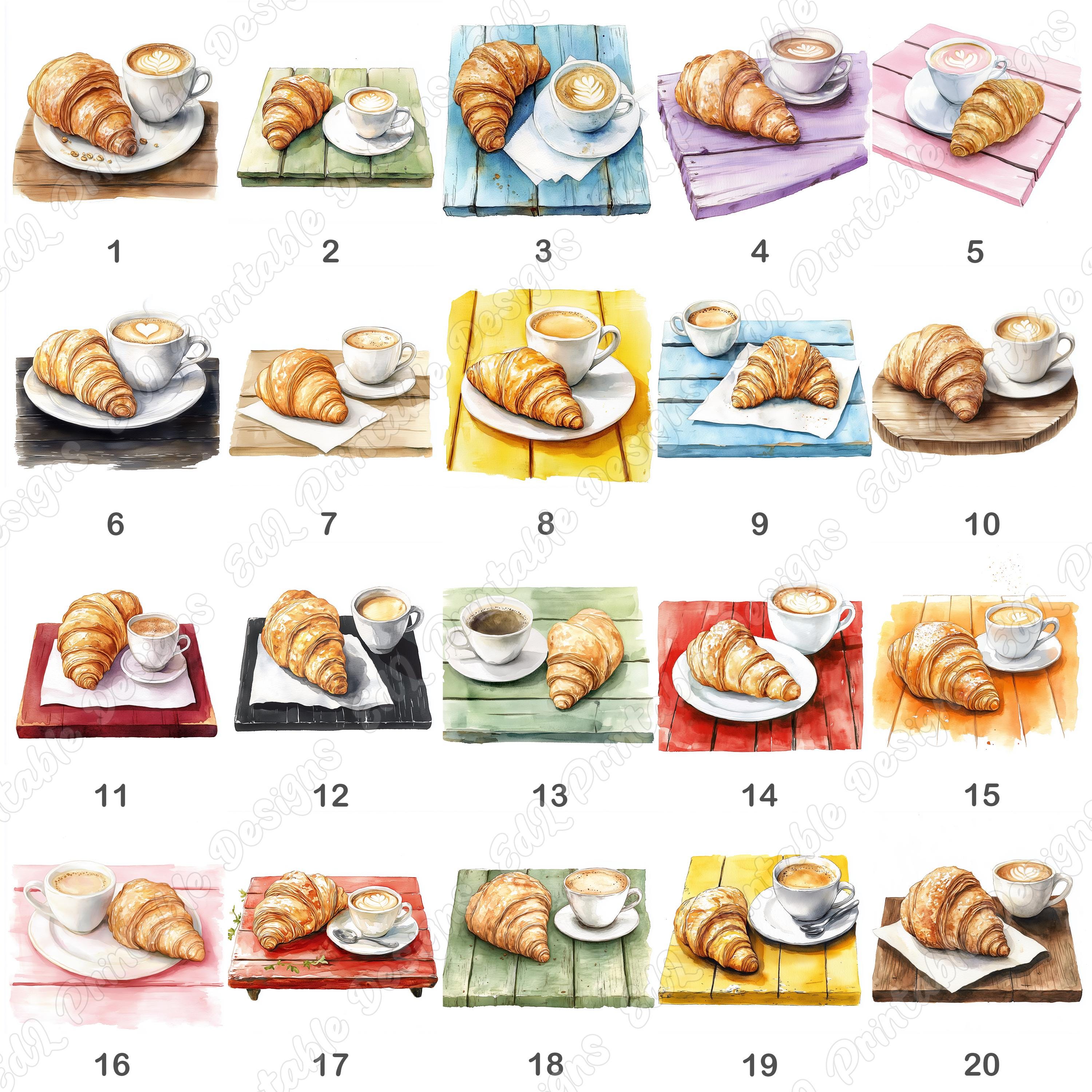 Croissant and Coffee Clip Art, Cafe Theme Designs (JPG Bundle) - Etsy