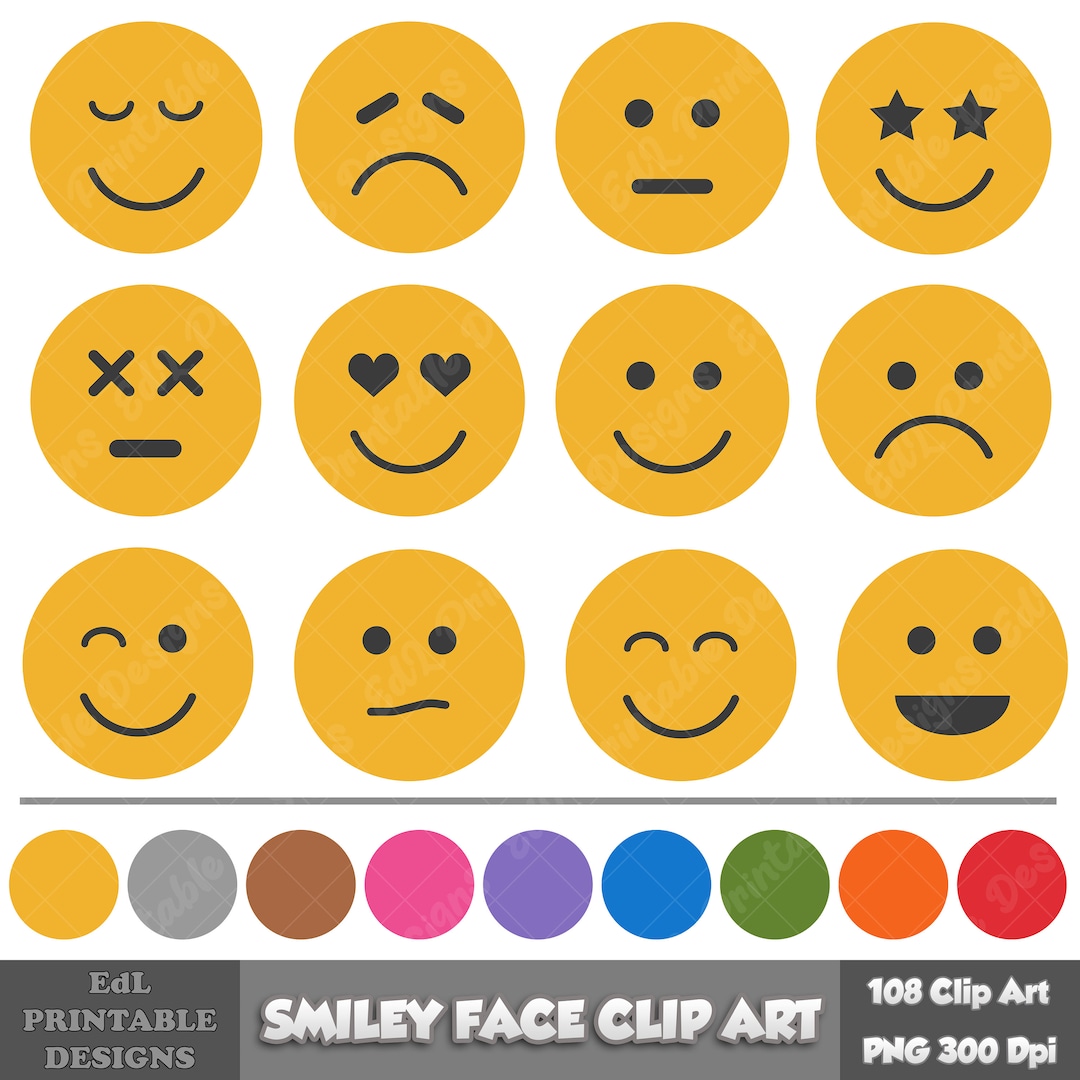 108 Smiley Face Clip Art, Groovy Png, Printable Happy Smiley Faces ...