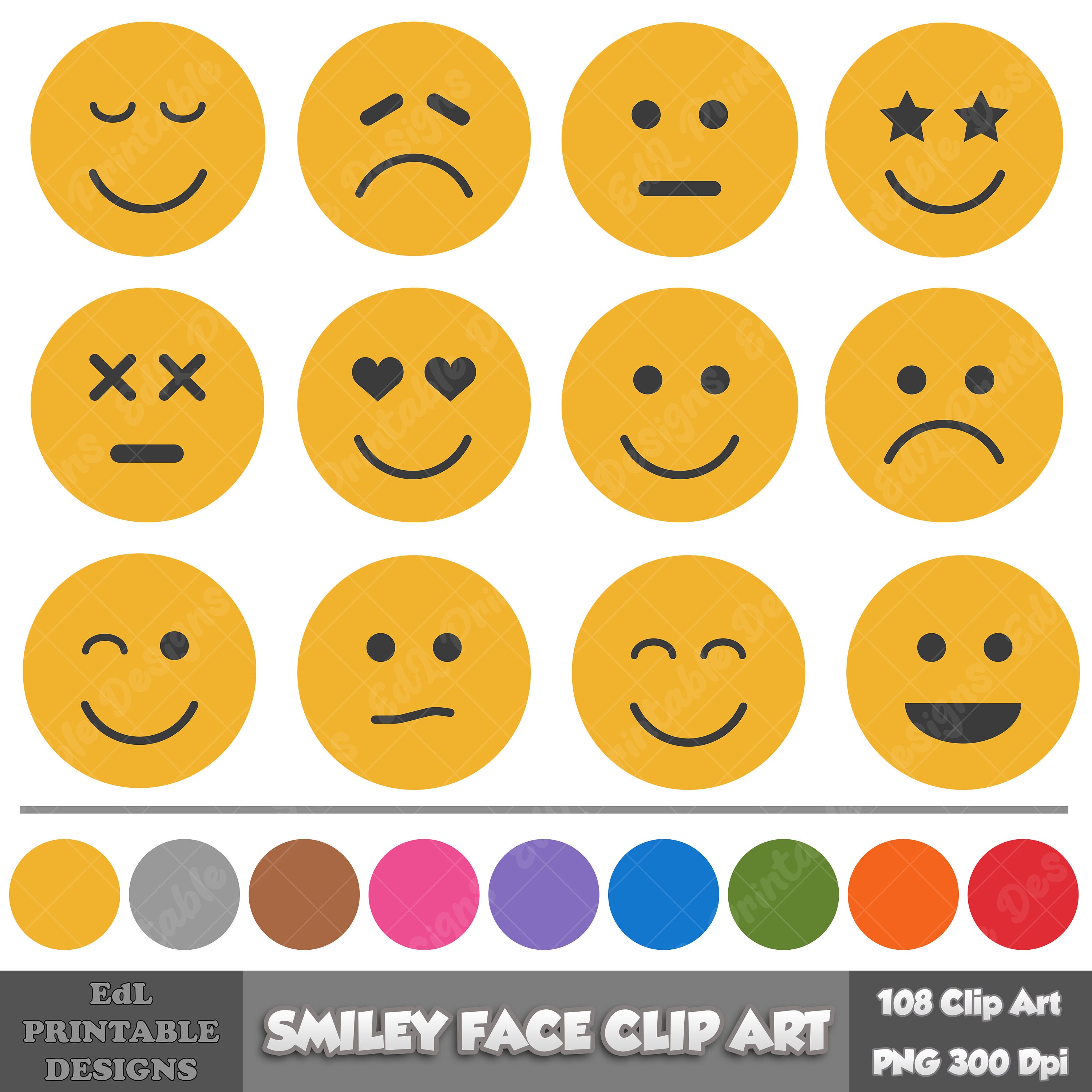 108 Smiley Face Clip Art, Groovy Png, Printable Happy Smiley Faces ...