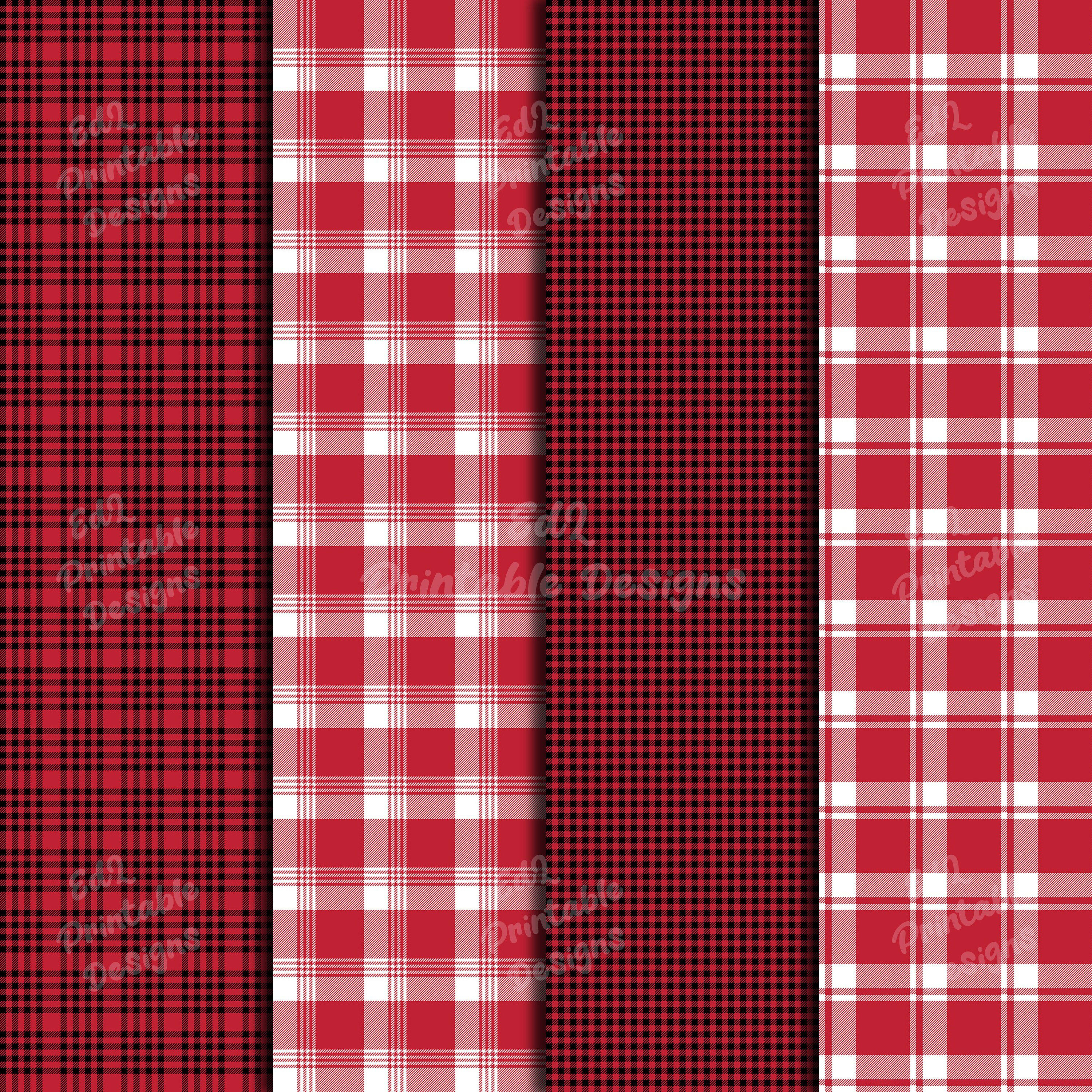 Red Buffalo Plaid Digital Paper Set, Lumberjack Scrapbook (digital ...