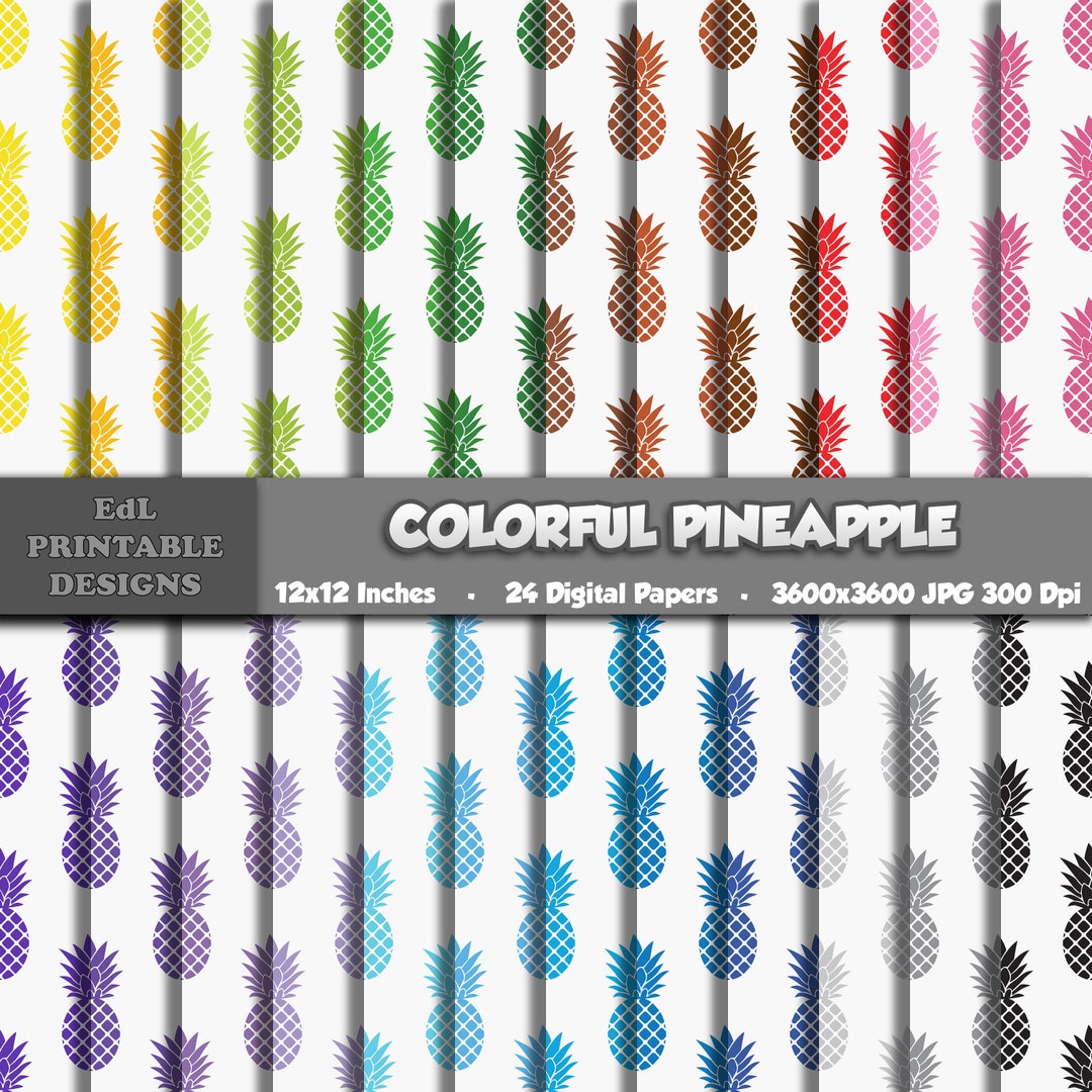 Colorful Pineapple Digital Paper, Summer Fruit Printable Background ...
