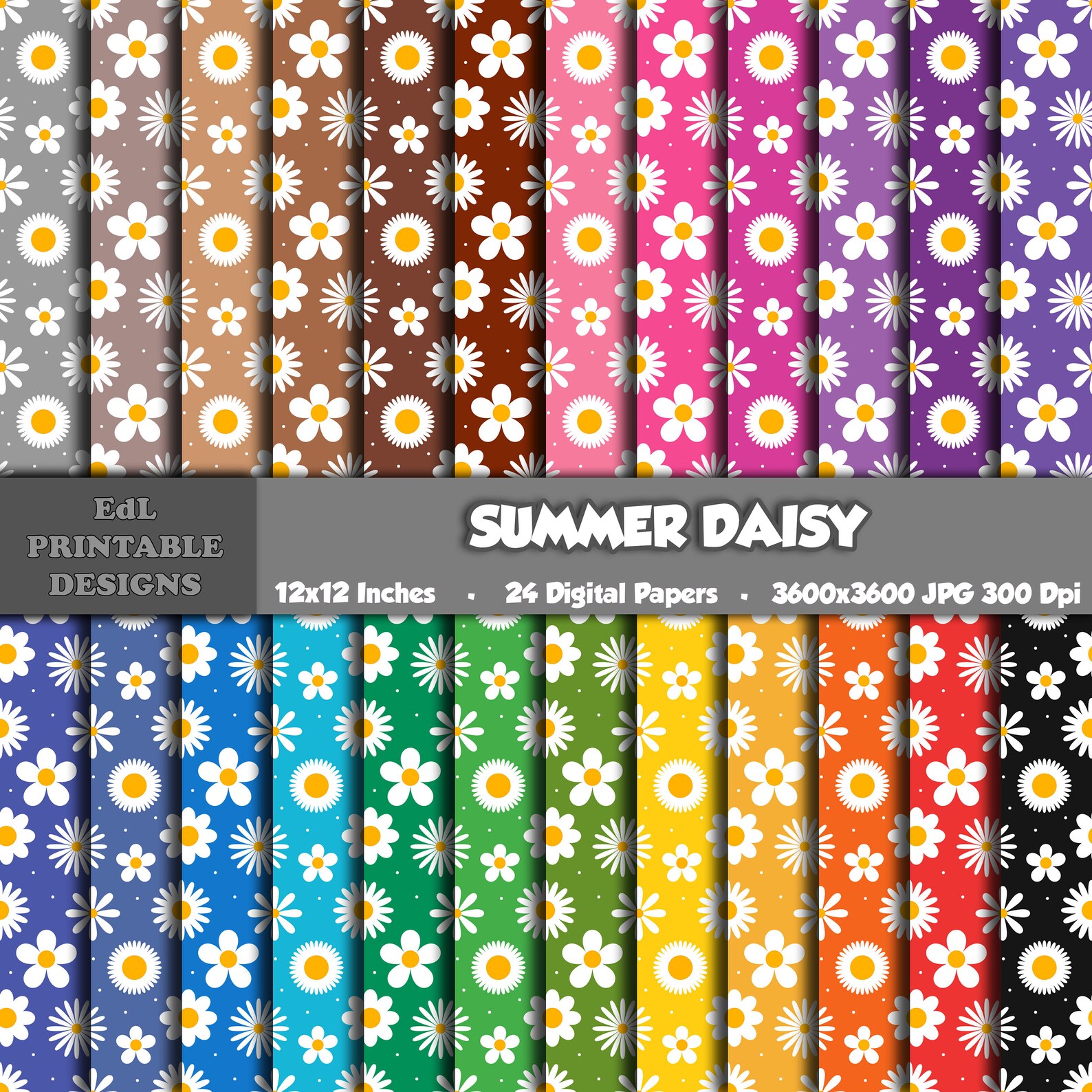 Summer Daisy Digital Paper, Daisies Printable Background, Blossom ...