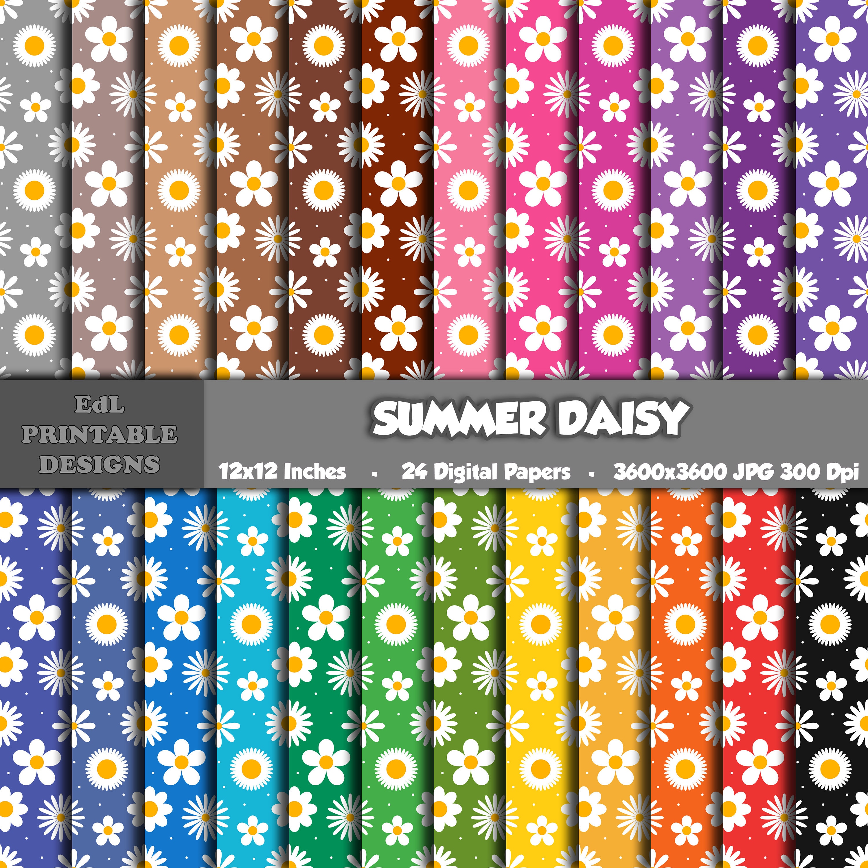 Summer Daisy Digital Paper, Daisies Printable Background, Blossom ...