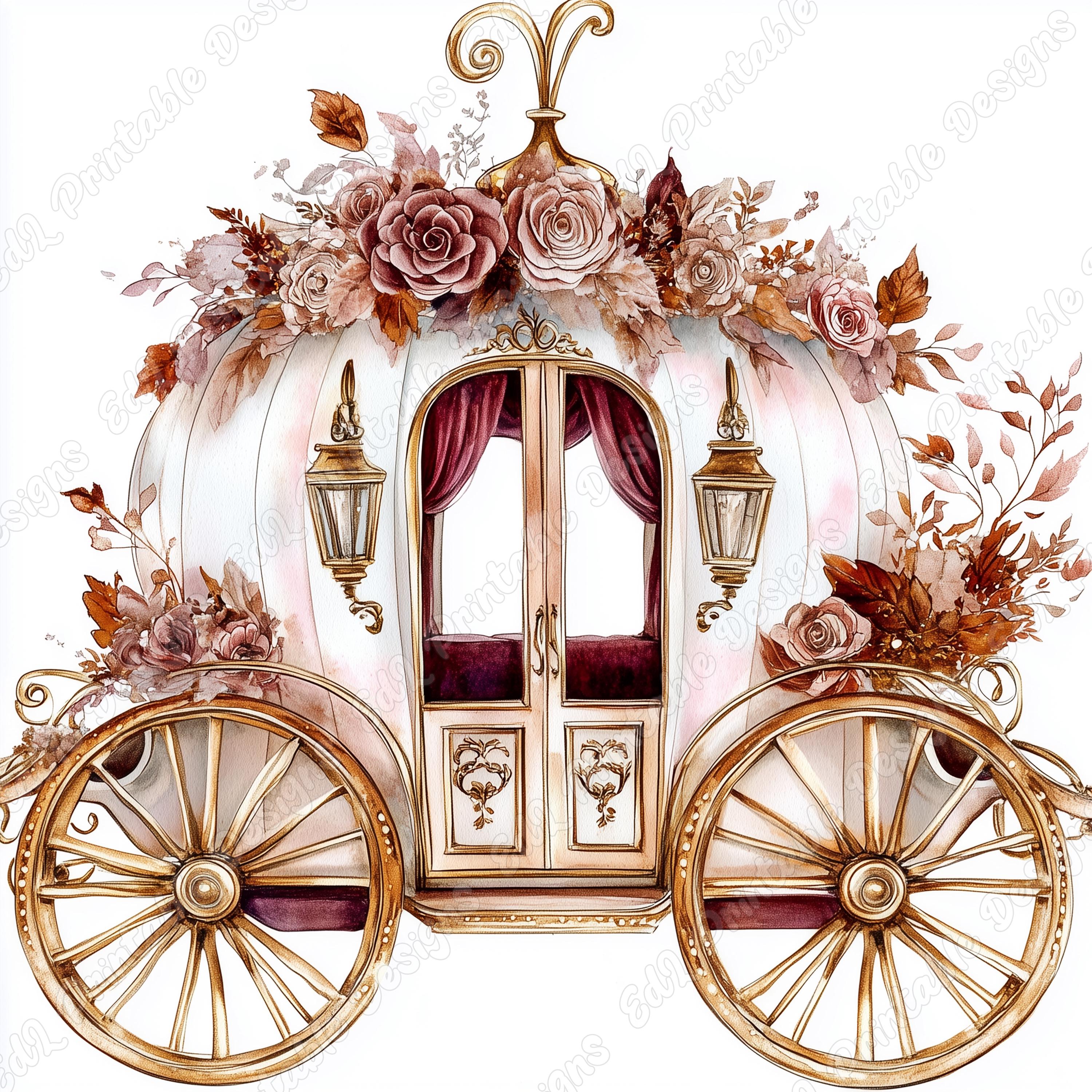 Pumpkin Carriage Clip Art, Princess Wedding Graphics (JPG Digital ...