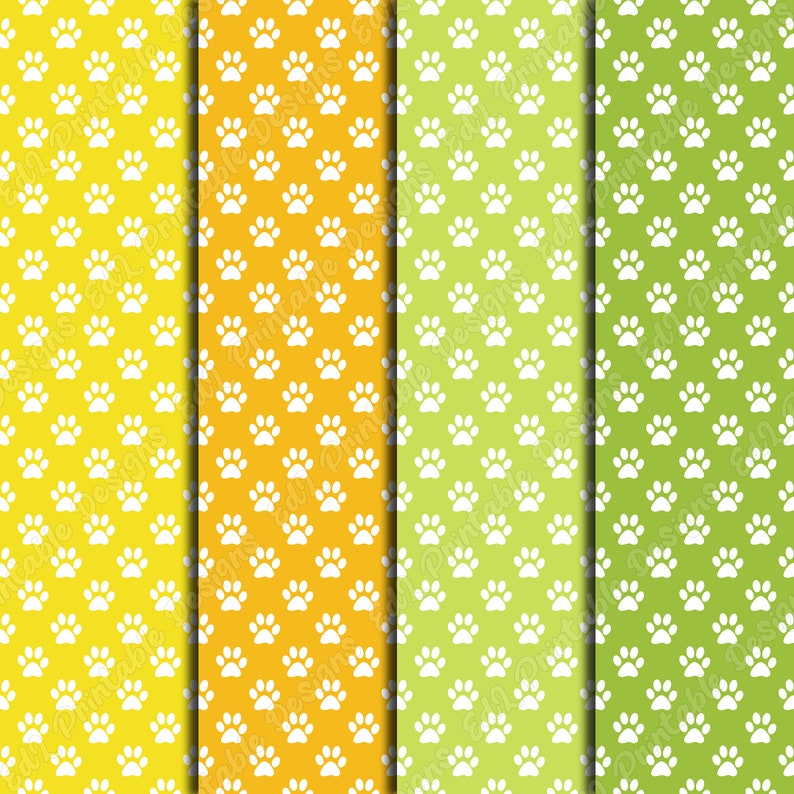 Paw Print Digital Paper Pack, Animal Paw Printable Background ...