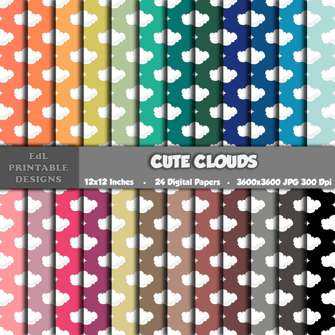 Cloudy Sky Digital Paper: Seamless Nursery Patterns (set of 24 ...