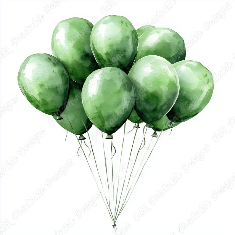 Watercolor Party Balloons Clipart, Kids Birthday Decor (JPG Digital ...