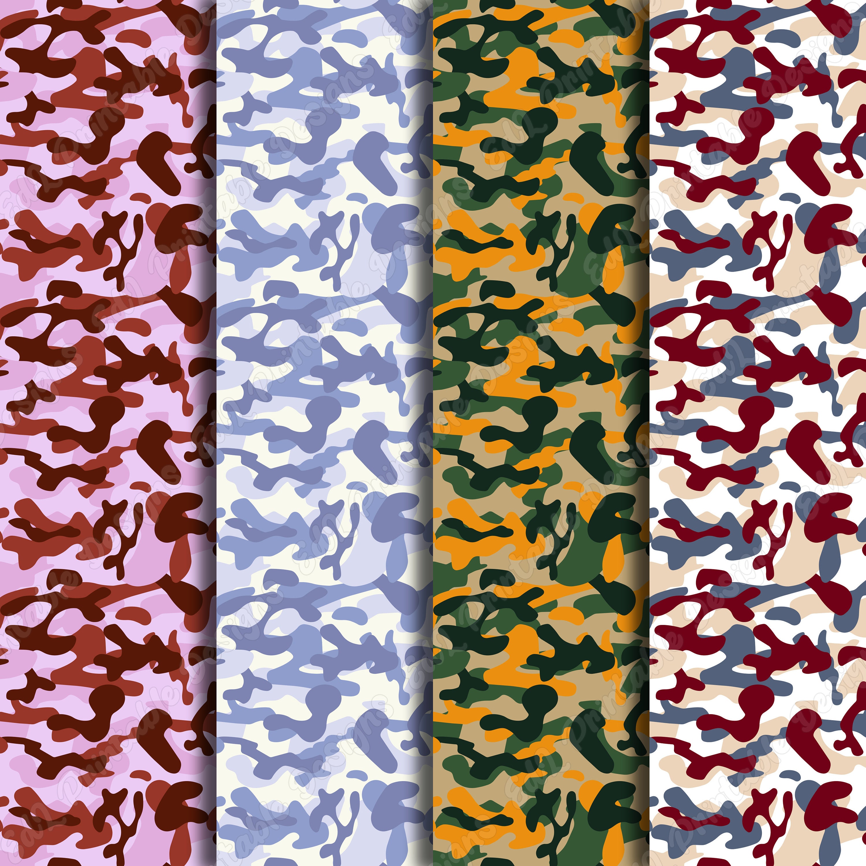 Colorful Camouflage Digital Paper, Seamless Camo Patterns (digital ...