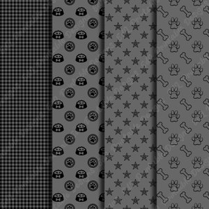 Gray and Black Dog Patterns Digital Paper, Animal Prints Background ...