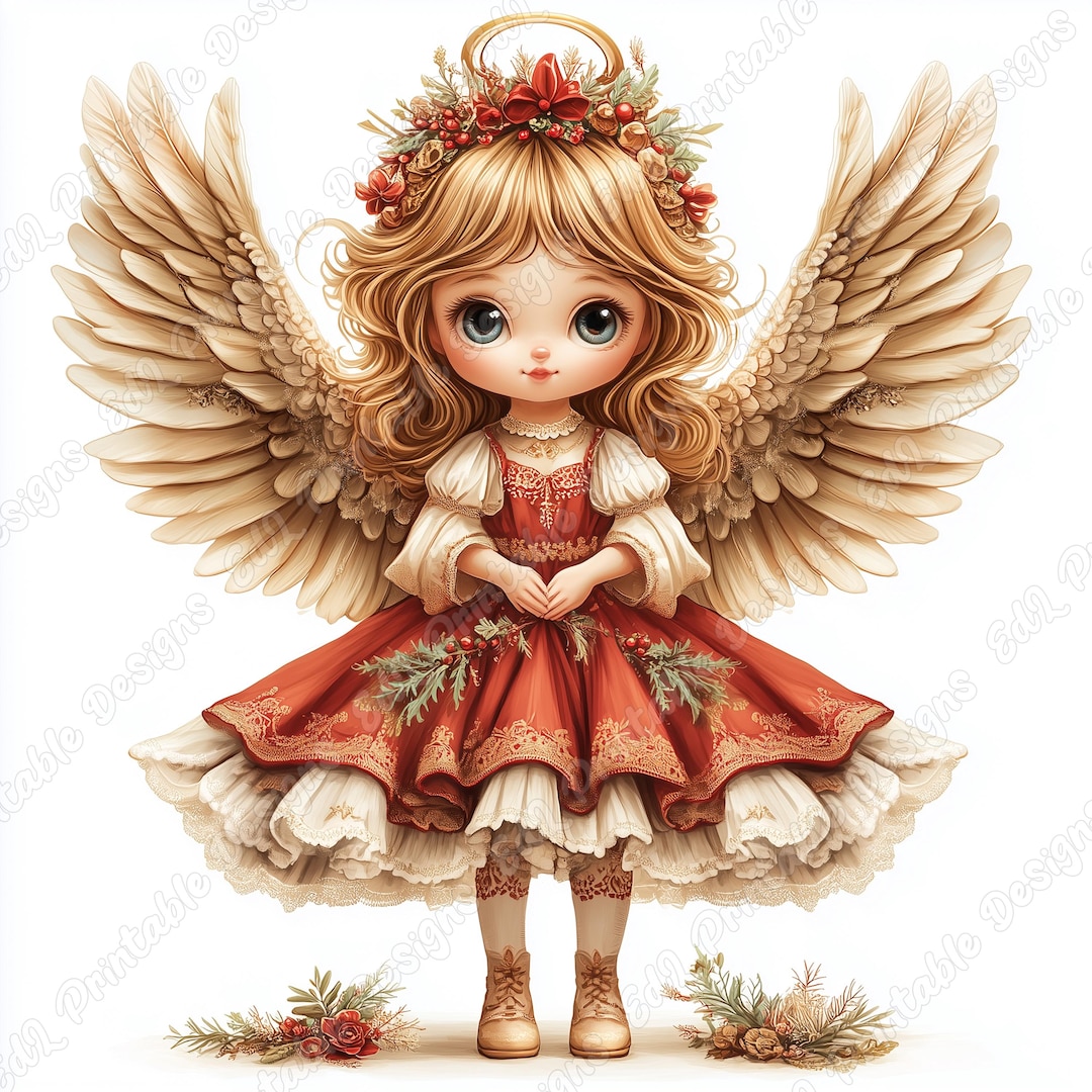 Little Christmas Angel Clipart, Religious Girl Graphics JPG Set ...