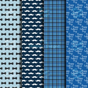 Happy Fathers Day Digital Paper Pack, Blue Printable Background ...