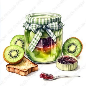 20 Watercolor Jar of Jam Clip Art, Fruit Jam Printable Images ...