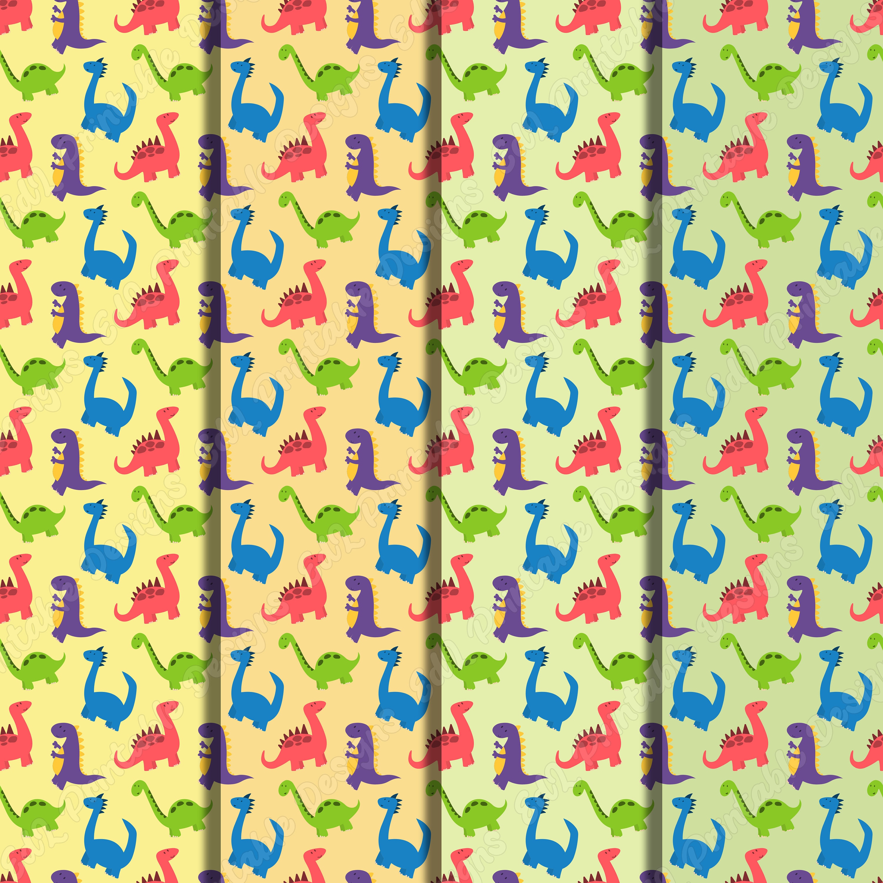 Cute Dinosaurs Pattern Digital Paper, Jurassic Printable Background ...