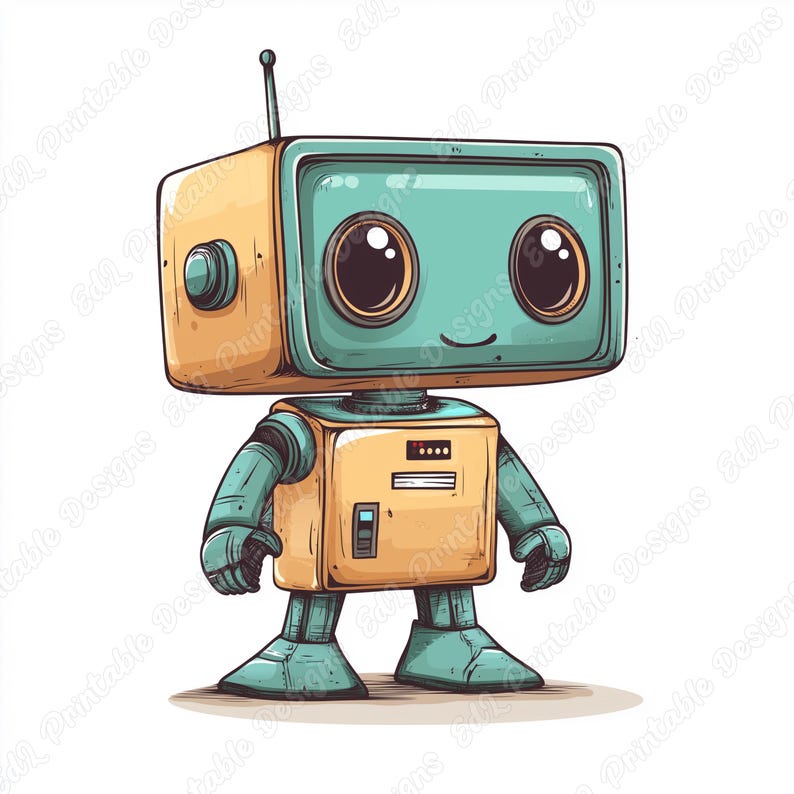 Robots Clipart, Printable Nursery Bot Images Bundle (JPG Digital ...