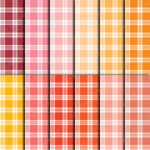 100 Plaid Digital Paper, Tartan Printable Background, Gingham Scrapbook ...