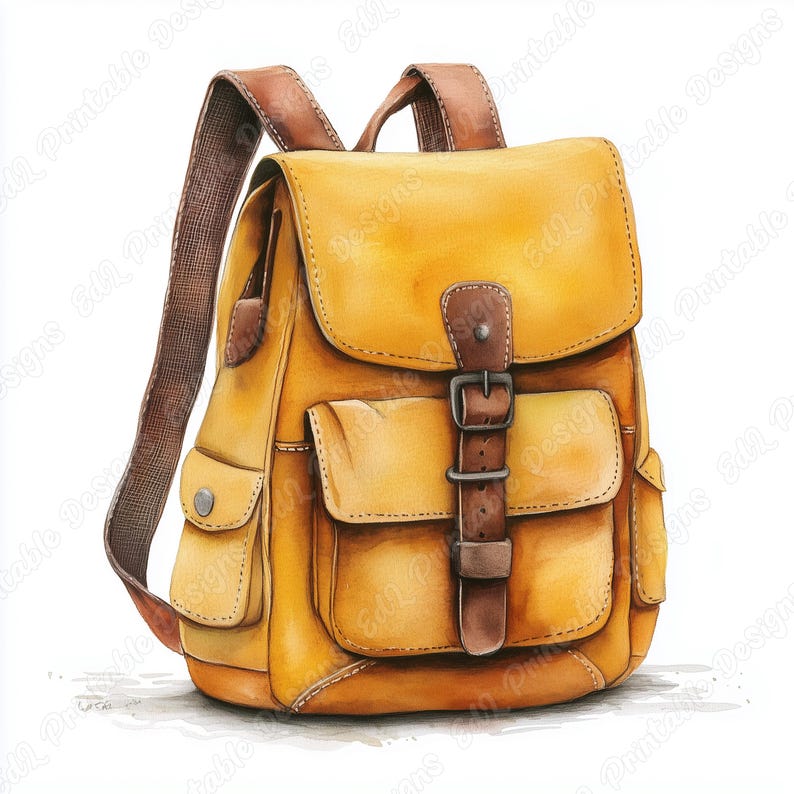 Watercolor Backpack Clip Art, School Bag Illustrations (JPG Digital ...