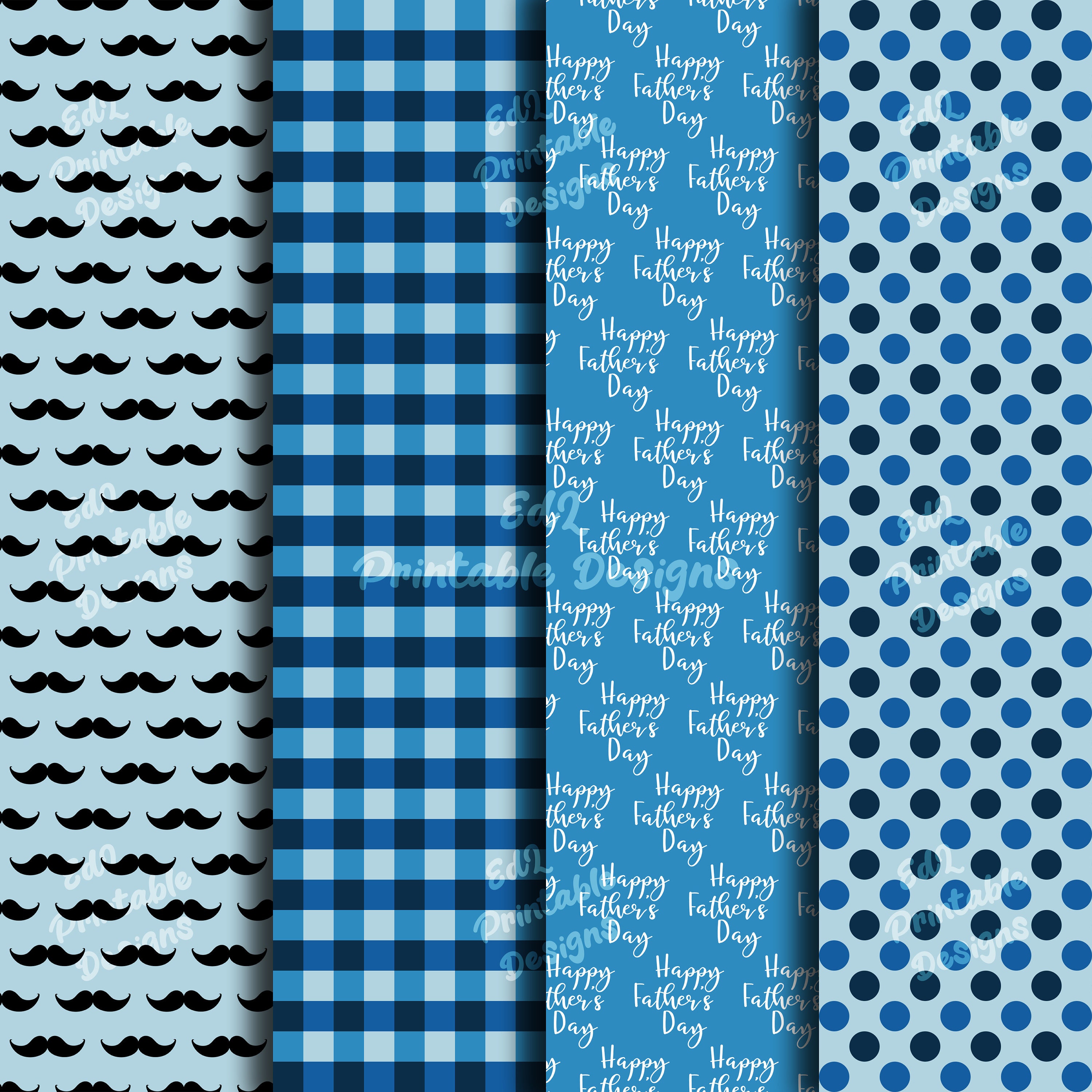 Happy Fathers Day Digital Paper Pack, Blue Printable Background ...