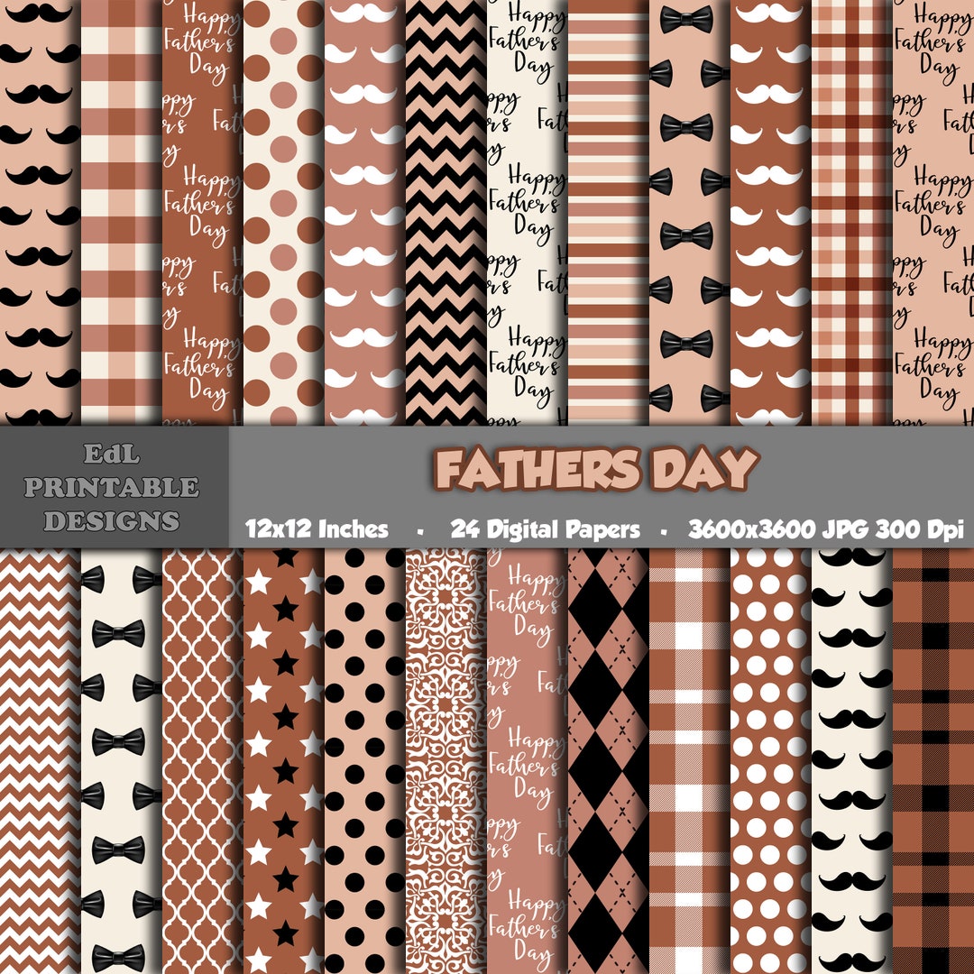 Happy Fathers Day Digital Paper Pack, Brown Printable Background ...