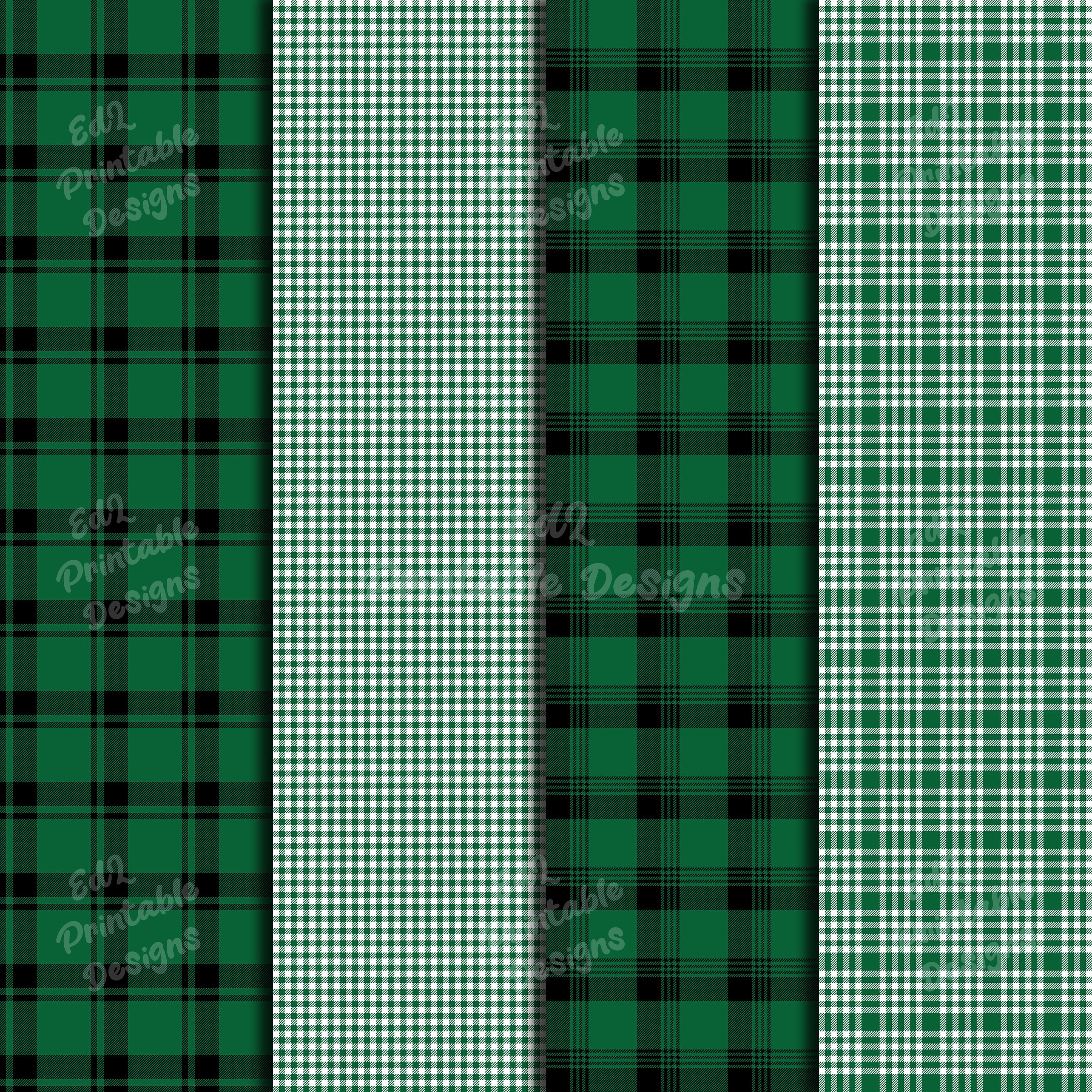 Green Buffalo Plaid Digital Paper Pack, Tartan Scrapbook Paper (set of ...