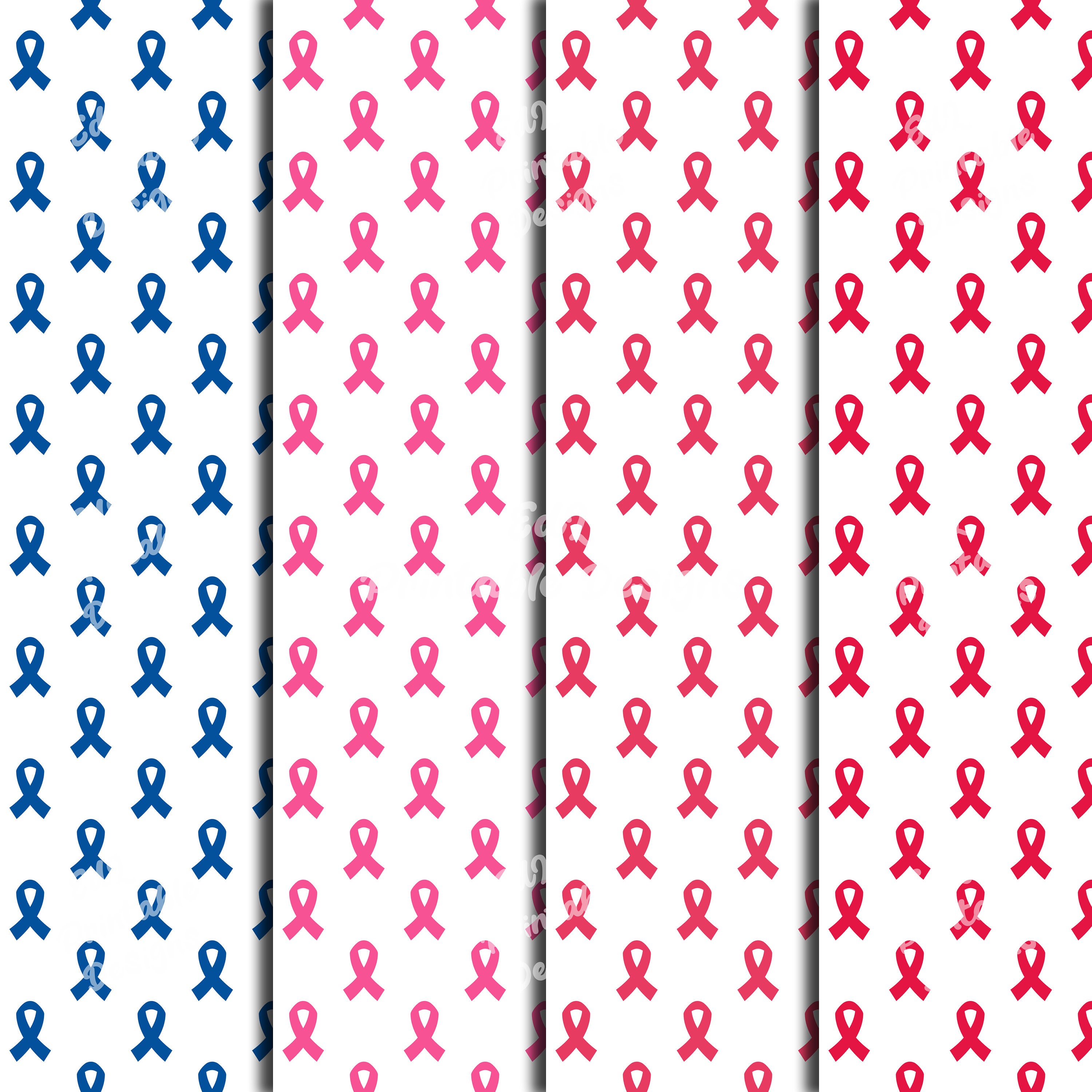 Colorful Cancer Ribbon Digital Paper Awareness Printable - Etsy