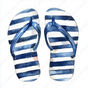 20 Watercolor Flip Flop Clip Art, Beach Slipper Printable Images ...